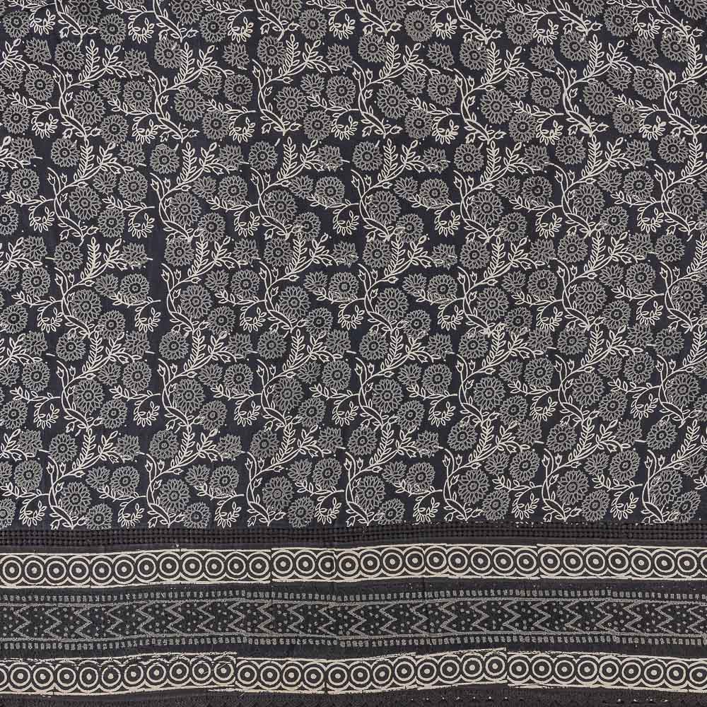 Buy Cotton Authentic Dabu Black Colour Jaal Hand Block Print with ...